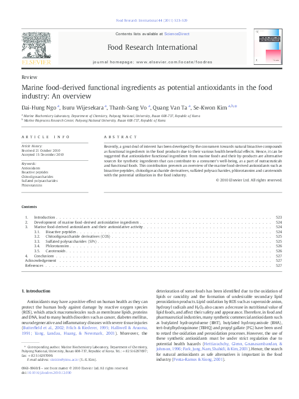 (PDF) Marine food-derived functional ingredients as potential ...