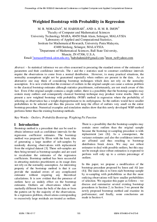 (PDF) Weighted Bootstrap with Probability in Regression