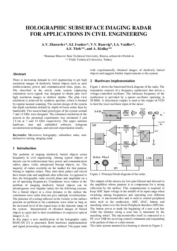 (PDF) Holographic subsurface imaging radar for applications in civil ...
