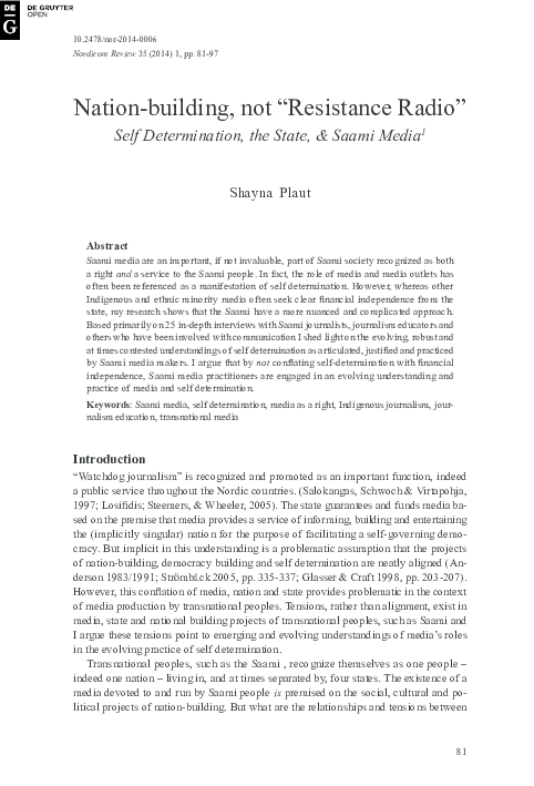 (PDF) Nation-building, not "Resistance Radio” -- Self determination ...