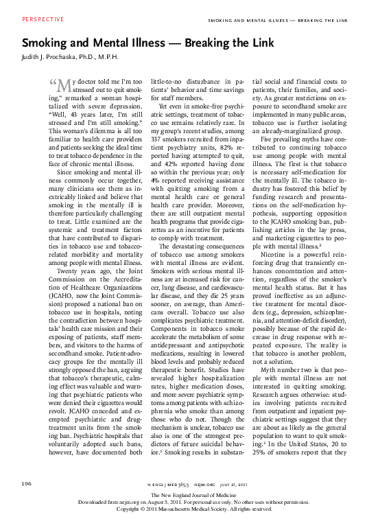 (PDF) Smoking and Mental Illness — Breaking the Link