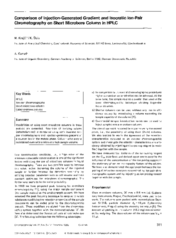 (PDF) Comparison of injection-generated gradient and isocratic ion-pair ...