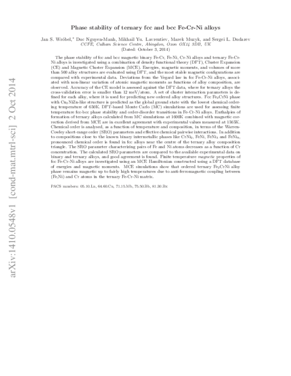 (PDF) Phase stability of ternary fcc and bcc Fe-Cr-Ni alloys