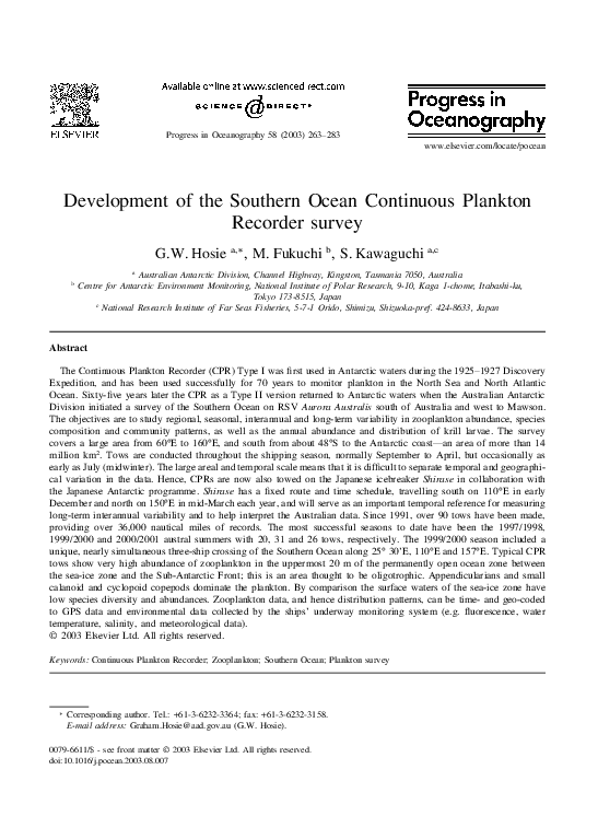 (PDF) Southern Ocean Continuous Plankton Recorder