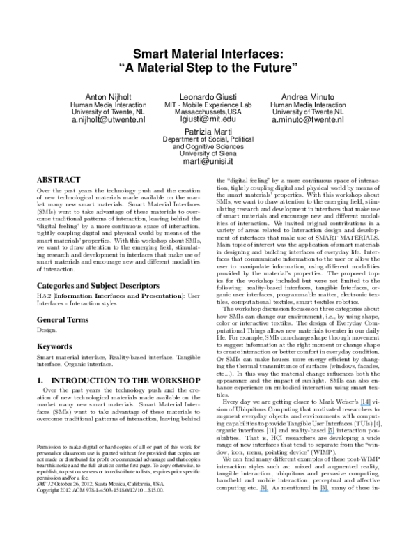 (PDF) Smart material interfaces