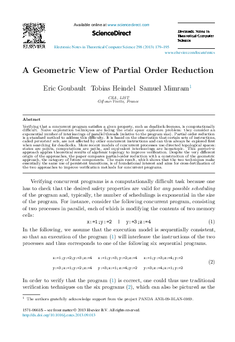 (PDF) A Geometric View of Partial Order Reduction
