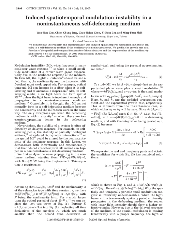 (PDF) Induced spatiotemporal modulation instability in a ...