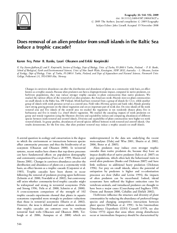 (PDF) Does removal of an alien predator from small islands in the ...