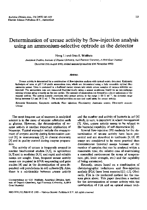 (PDF) Determination of urease activity by flow-injection analysis using ...