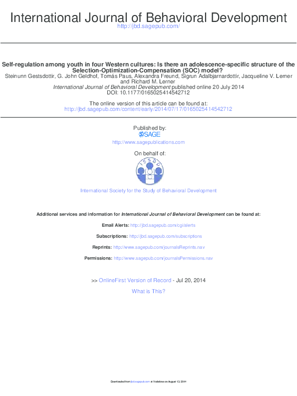(PDF) Self-regulation among youth in four Western cultures: Is there an ...