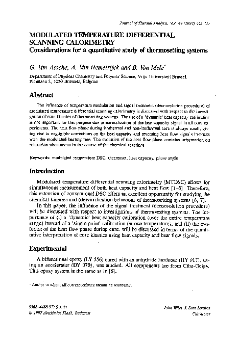 (PDF) Modulated temperature differential scanning calorimetry for ...