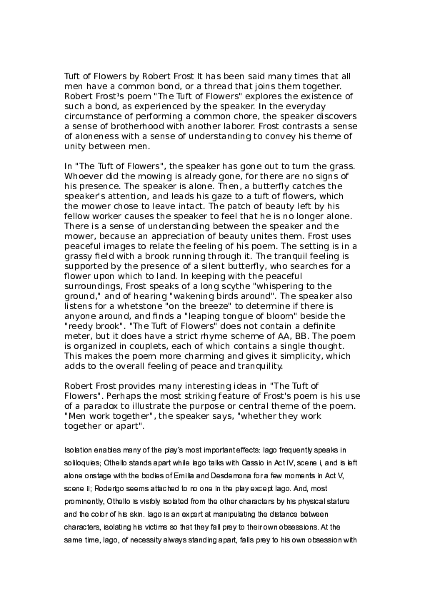 (DOC) Tuft of Flowers by Robert Frost