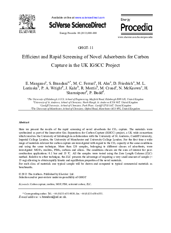 (PDF) Efficient and Rapid Screening of Novel Adsorbents for Carbon ... (PDF) Efficient and Rapid Screening of Novel Adsorbents for Carbon ...