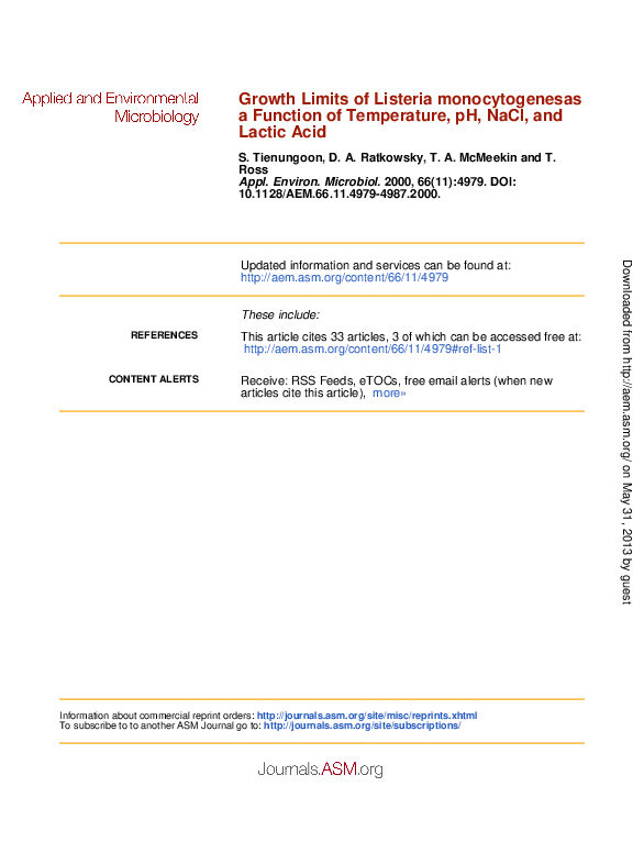 (PDF) Growth Limits of Listeria monocytogenes as a Function of ...