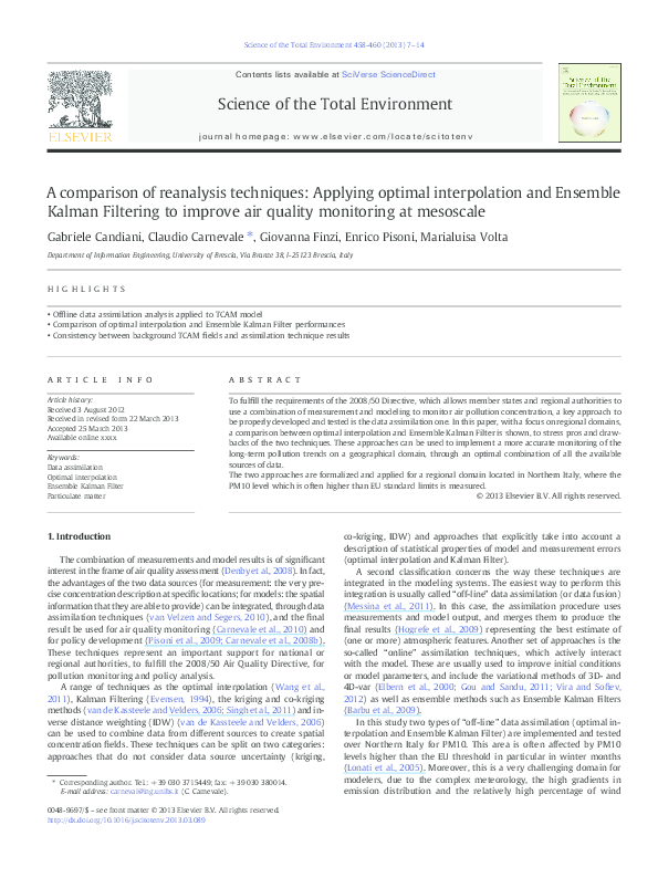 (PDF) A comparison of reanalysis techniques: Applying optimal ...