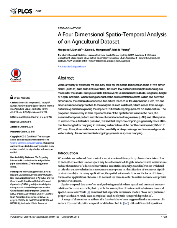 Pdf A Four Dimensional Spatio Temporal Analysis Of An Agricultural