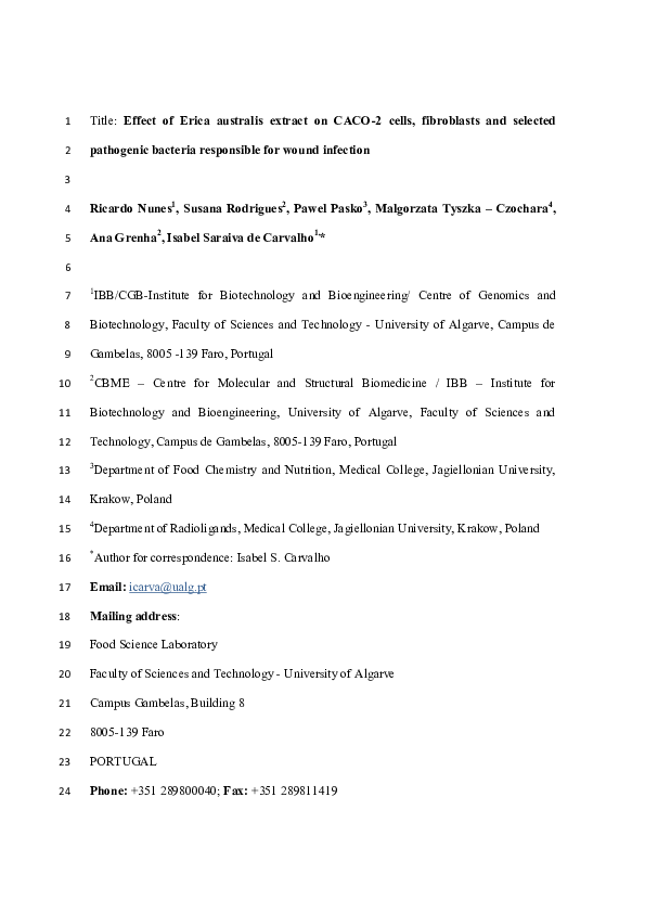 (PDF) Effect of Erica australis extract on Caco-2 cells, fibroblasts ...