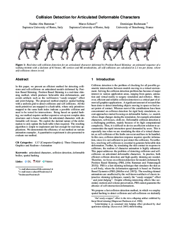Pdf Collision Detection For Articulated Deformable Characters Marco