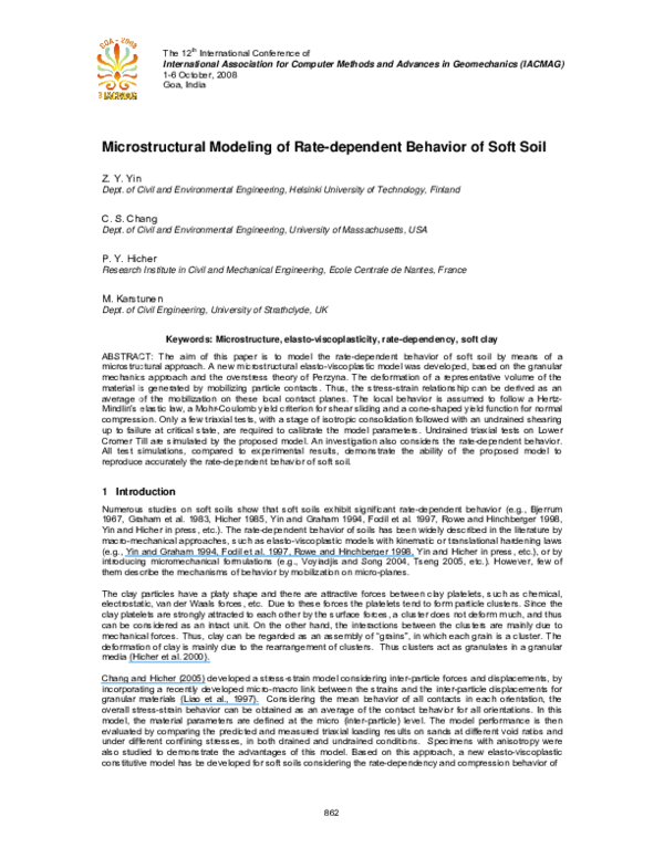 (PDF) Microstructural Modeling of Rate-dependent Behavior of Soft Soil