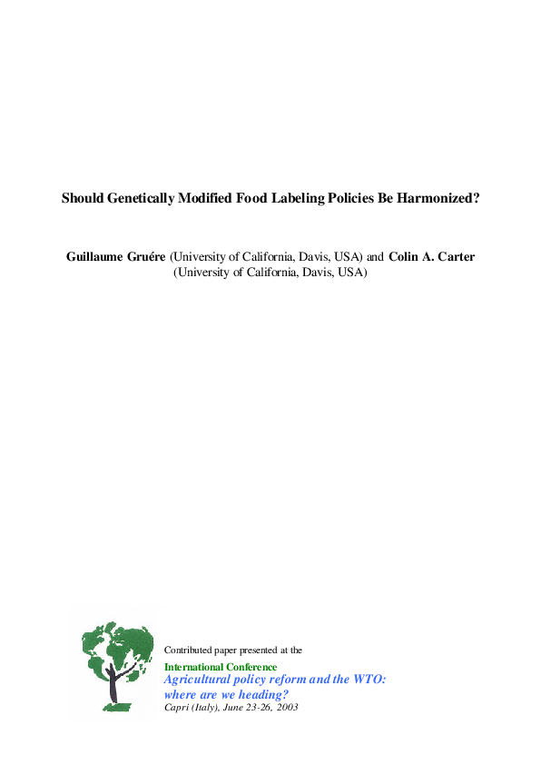 (PDF) Should genetically modified food labeling policies be harmonized ...