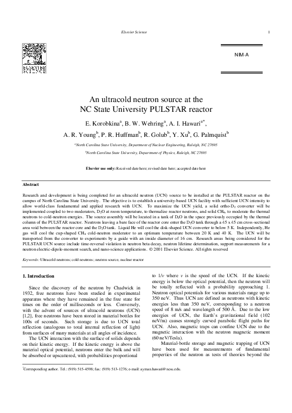 (PDF) An ultracold neutron source at the NC State University PULSTAR ...