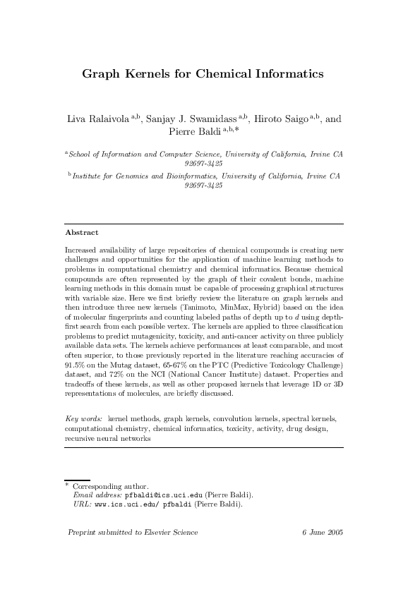 (PDF) Graph kernels for chemical informatics
