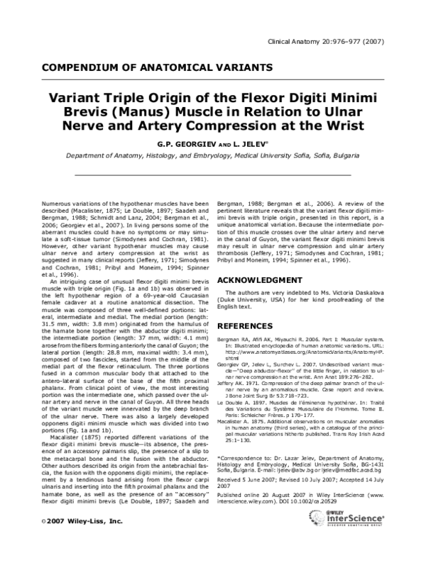 (PDF) Variant triple origin of the flexor digiti minimi brevis (manus ...