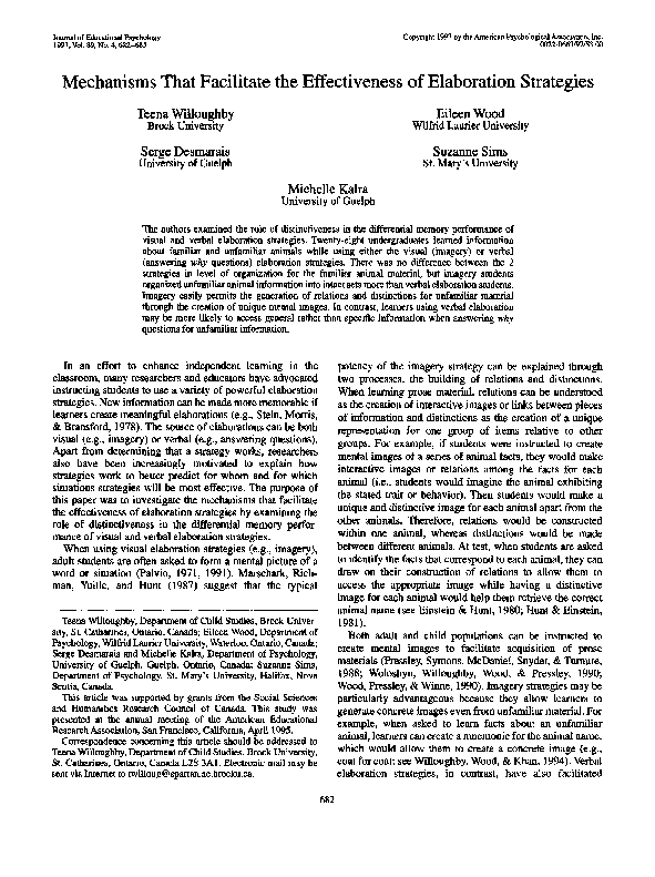 (PDF) Mechanisms that facilitate the effectiveness of elaboration ...