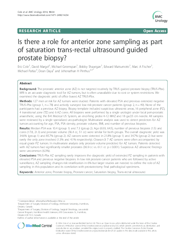 (PDF) Is there a role for anterior zone sampling as part of saturation ...