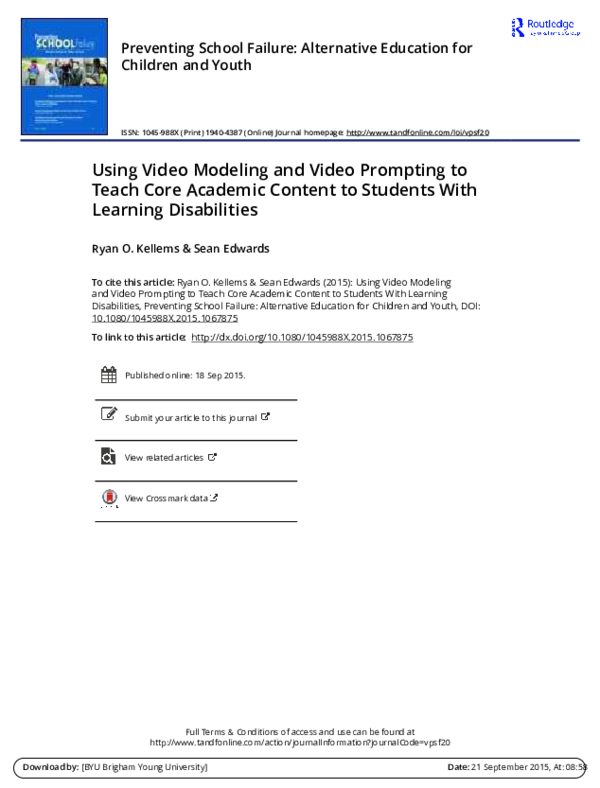(PDF) Using video modeling and video prompting to teach core academic ...