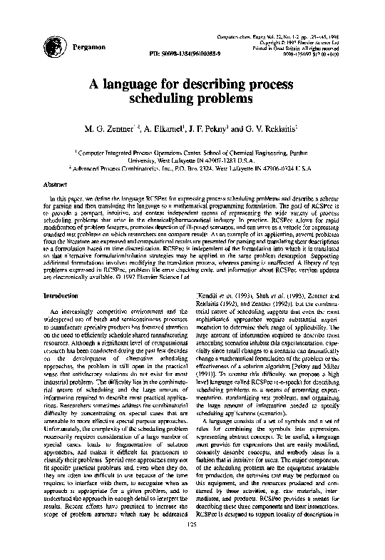 (PDF) A language for describing process scheduling problems