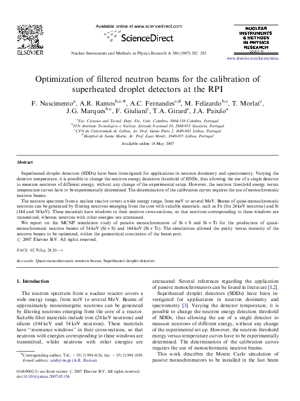 (PDF) Optimization of filtered neutron beams for the calibration of ...