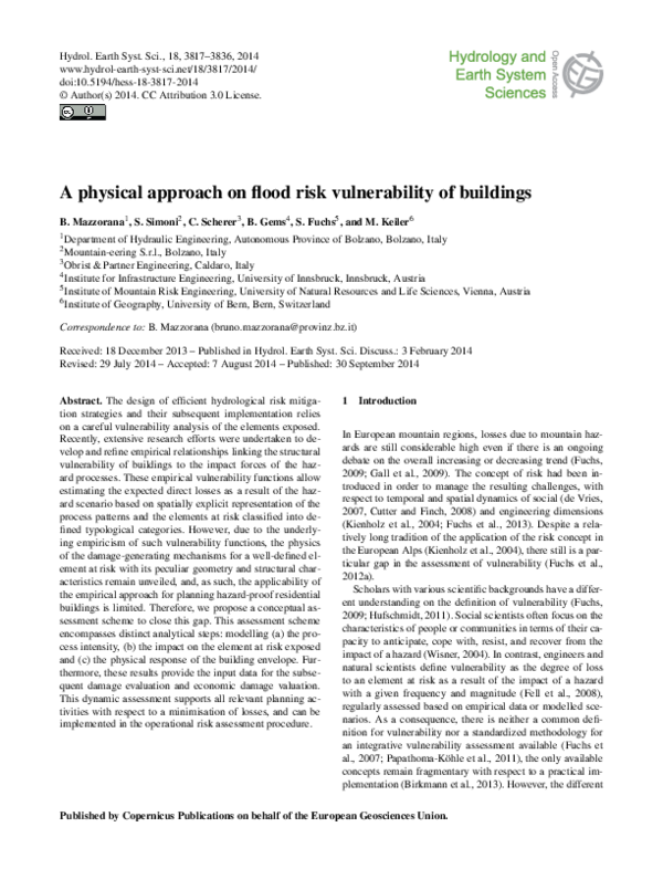 (PDF) A physical approach on flood risk vulnerability of buildings