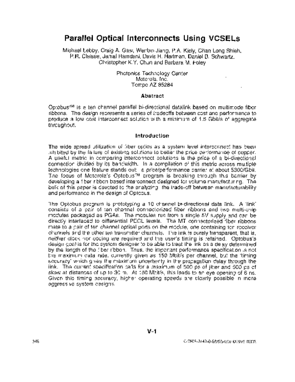 (PDF) Parallel optical interconnects using VCSELs
