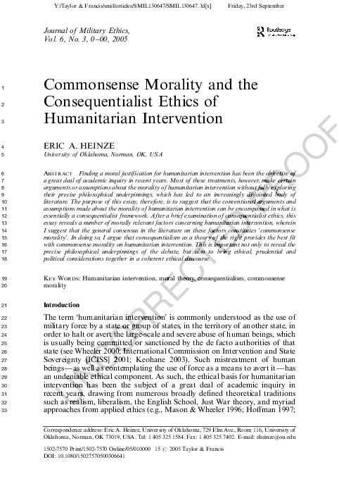 (PDF) Commonsense morality and the consequentialist ethics of ...