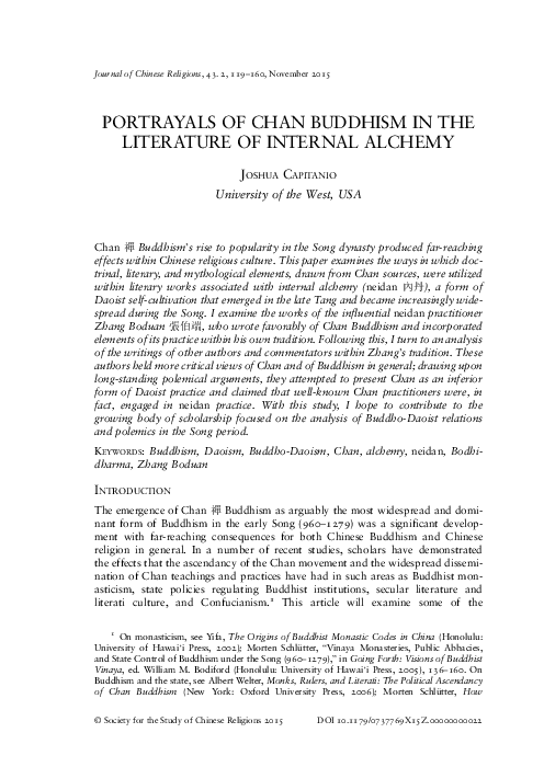 (PDF) Portrayals of Chan Buddhism in the Literature of Internal Alchemy