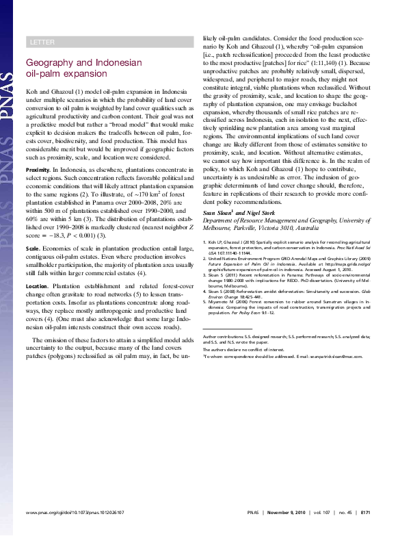 (PDF) Geography and Indonesian oil-palm expansion | Nigel Stork ...