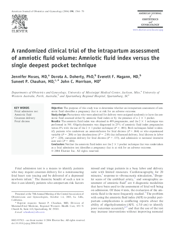 (PDF) A randomized clinical trial of the intrapartum assessment of ...