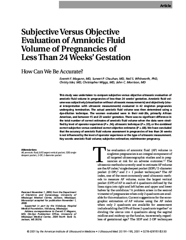 (PDF) Amniotic fluid index and single deepest pocket: weak indicators ...