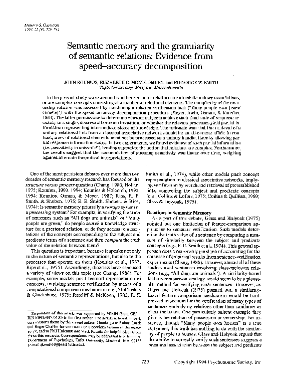 (PDF) Semantic memory and the granularity of semantic relations: Evidence from speed-accuracy ...