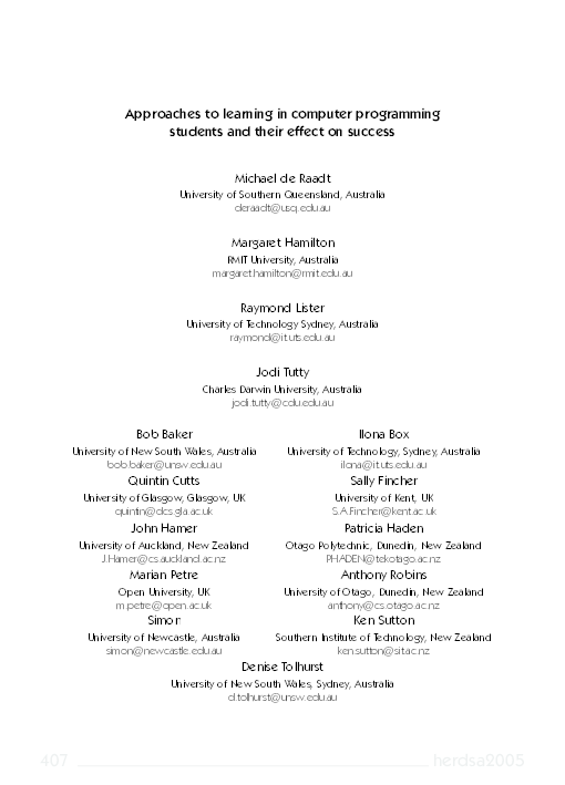 (PDF) Approaches to learning in computer programming students and their ...