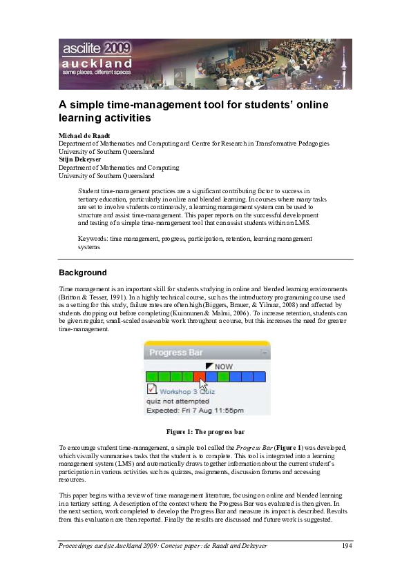 (PDF) A simple time-management tool for students' online learning ...