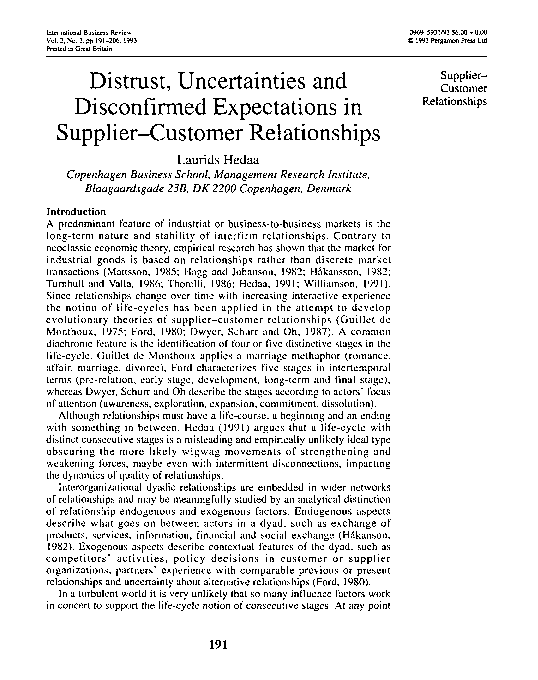 (PDF) Distrust, uncertainties and disconfirmed expectations in supplier ...