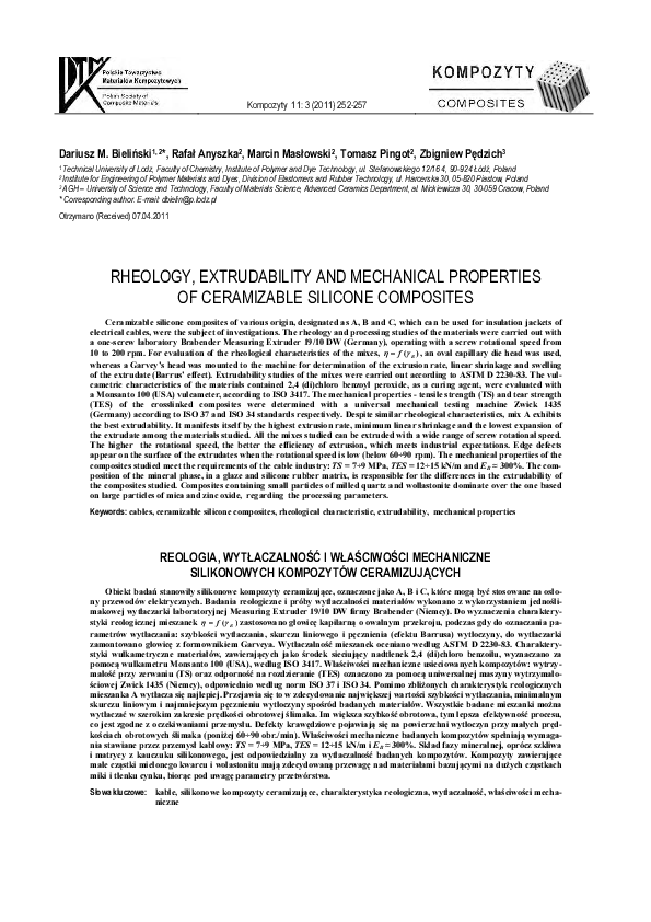 (PDF) Rheology, extrudability and mechanical properties of ceramizable ...