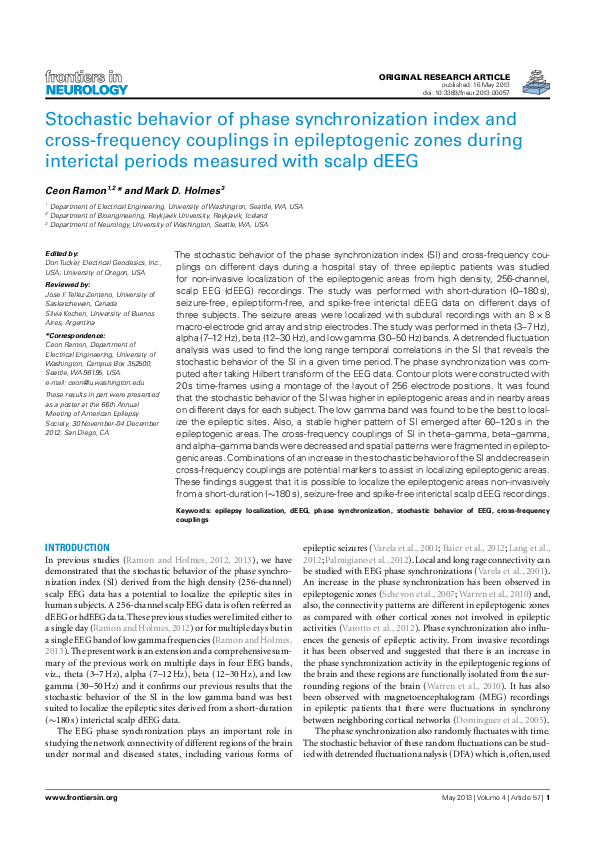 Pdf Stochastic Behavior Of Phase Synchronization Index And Cross