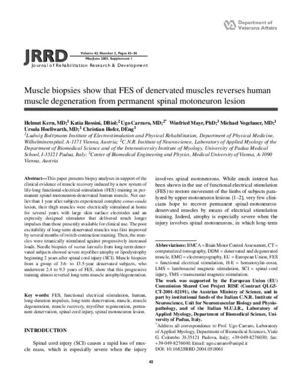 (PDF) Muscle biopsies show that FES of denervated muscles reverses ...