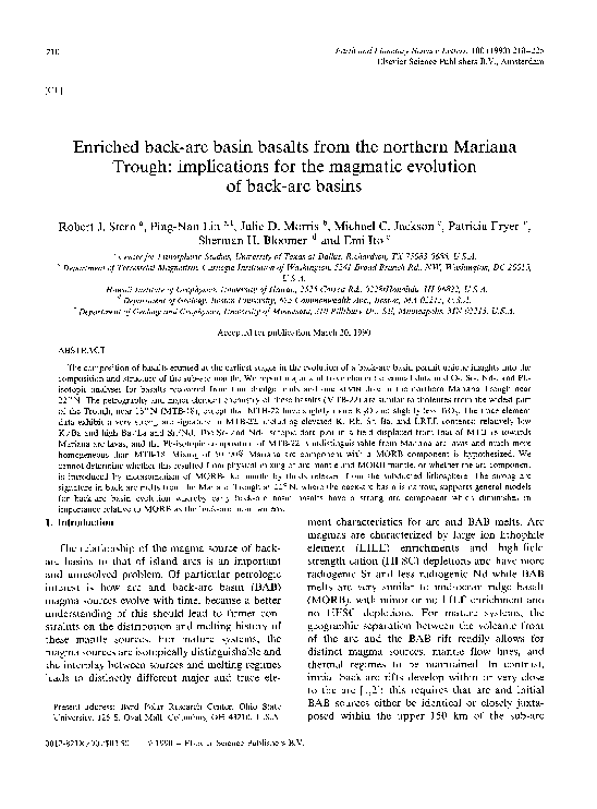 (PDF) Enriched back-arc basin basalts from the northern Mariana Trough ...