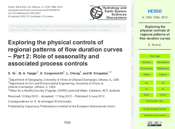 (PDF) Exploring the physical controls of regional patterns of flow duration curves - Part 2 ...