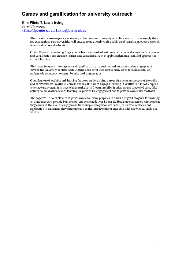 (DOC) [IN DEVELOPMENT] Games and Gamification for University Outreach ...