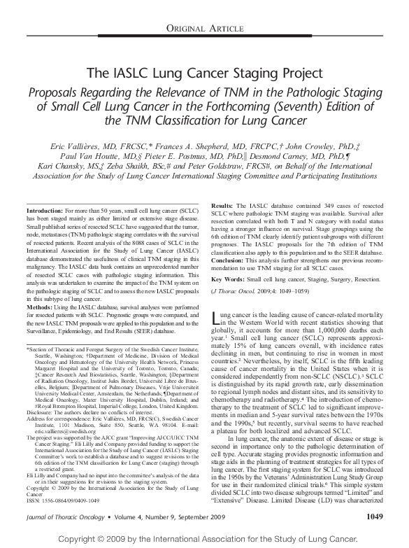 (PDF) The IASLC Lung Cancer Staging Project